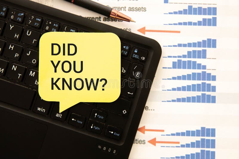 Text DID YOU KNOW on White Stickers on Notebook Stock Photo - Image of ...