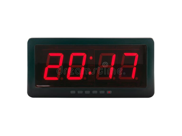 Close Up Red Led Light Illumination Numbers 2017 on Black Digital ...