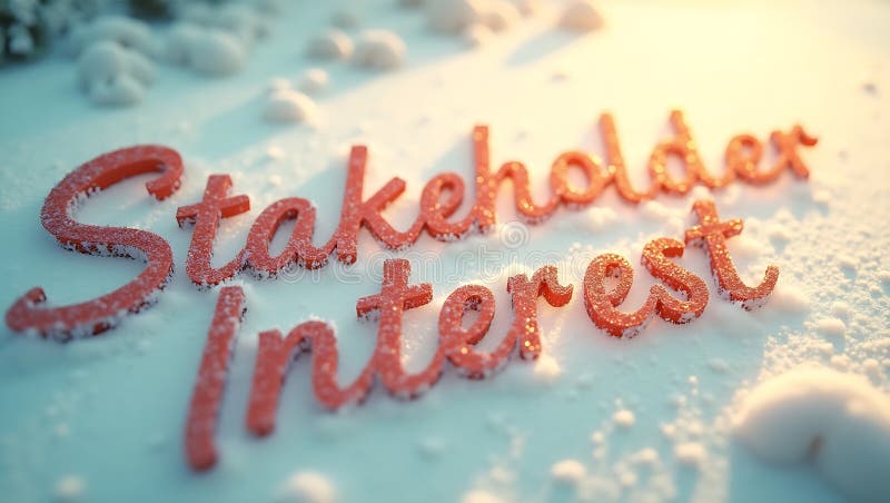 Text Displaying Stakeholder Interest in Sparkling Letters on a Snowy ...
