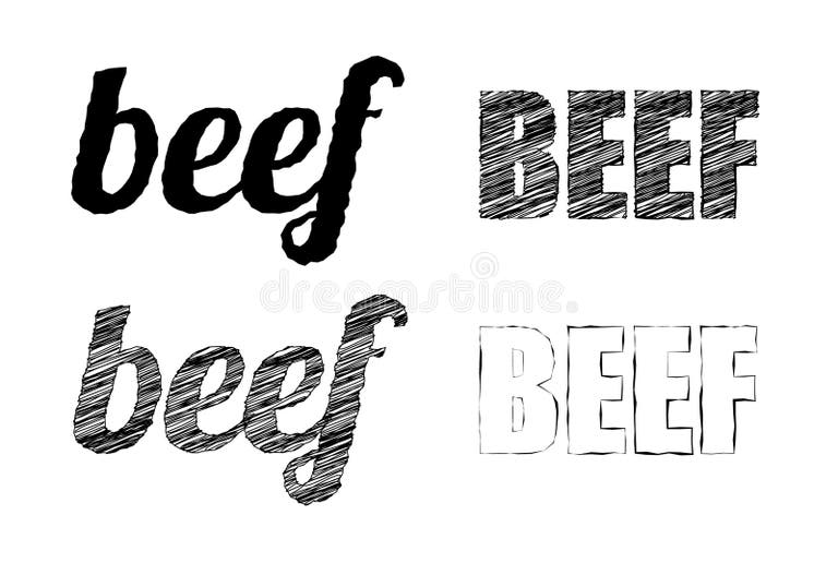 Set of Word "Beef" Stock Illustration - Illustration of label, sketch ...