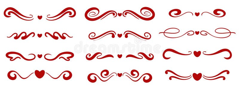 Text Divider with Heart Romantic Set Stock Vector - Illustration of ...