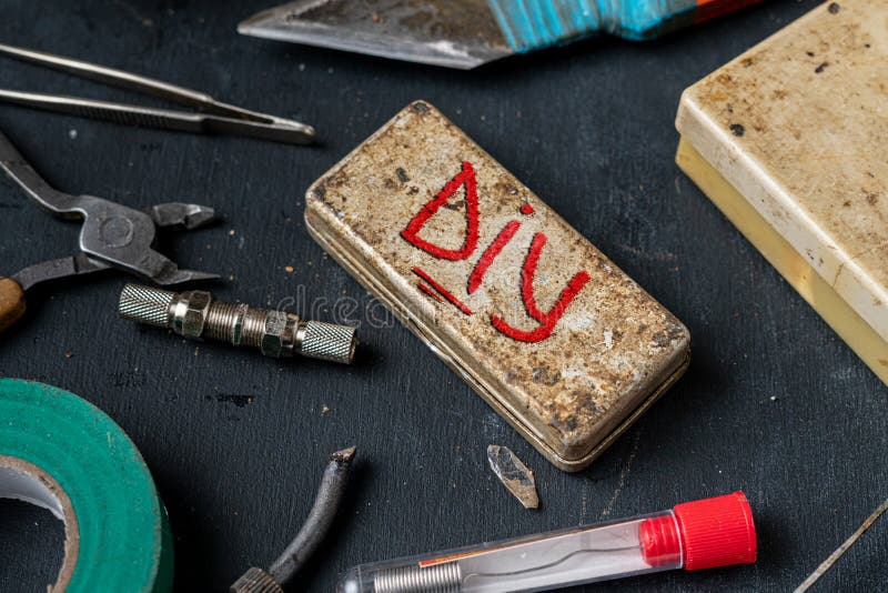 The Text of DIY Do it Yourself Sign on the Plate with Some Accessories ...