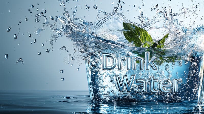 Text Drink Water from Water Texture, Splashes, Water Structure, on ...