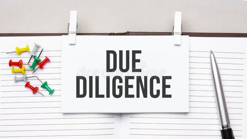 Text Due Diligence on Stickers on the Diary with Office Tools Stock ...