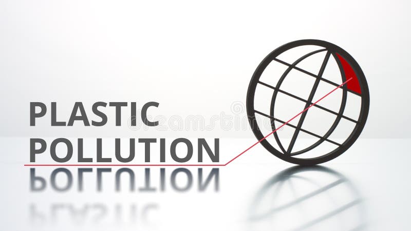 PLASTIC POLLUTION Text and Earth Globe Icon. Major Environmental ...