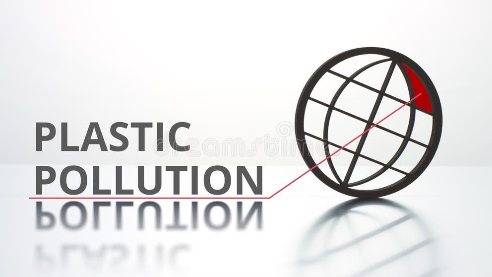 PLASTIC POLLUTION Text and Earth Globe Icon. Major Environmental ...