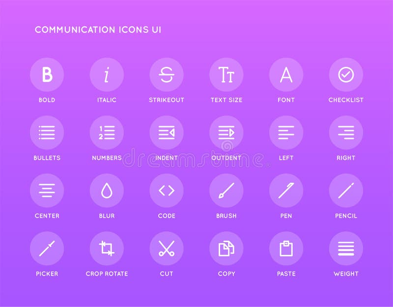 Text Editing User Interface UI Vector Icon Set. High Quality Minimal ...