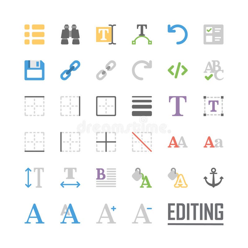 Text Editor - Flat Vector Icon Set Stock Vector - Illustration of ...