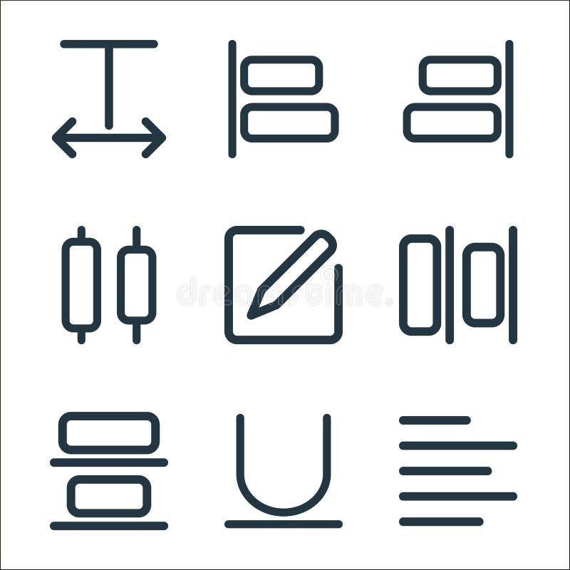 Text Editor Line Icons. Linear Set Stock Vector - Illustration of ...