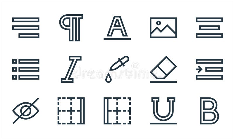 Text Editor Line Icons. Linear Set Stock Vector - Illustration of ...