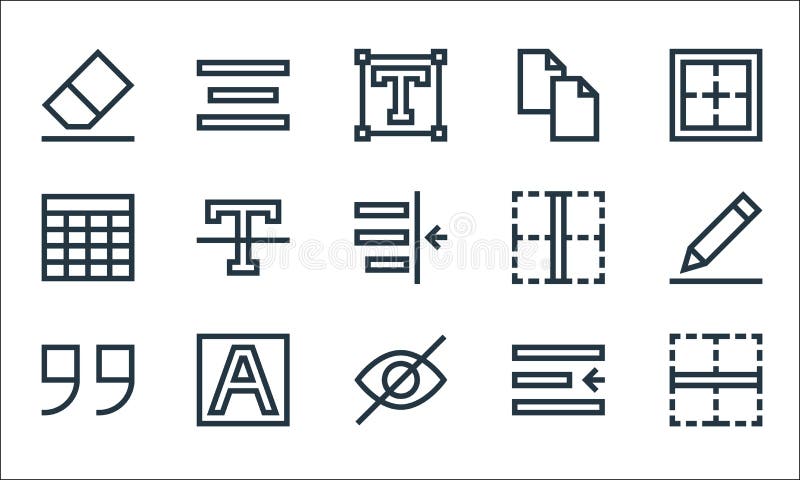 Text Editor Line Icons. Linear Set Stock Vector - Illustration of furniture, eraser: 192548342