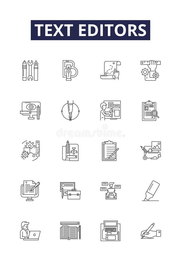Text Editors Line Vector Icons and Signs. Text, Writing, Word, Document ...