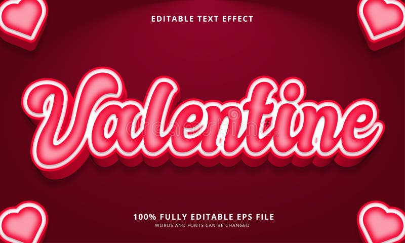 Valentine Editable Text Effect and Style Stock Vector - Illustration of ...