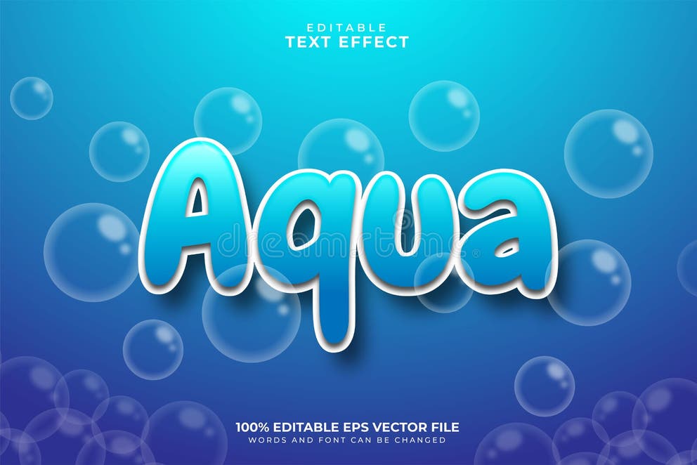 Aqua Text Effect & Editable Text Effect Stock Vector - Illustration of ...