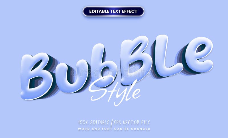 Text Effect Bubble Text Style. 3d Mockup Editable. Blue Balloon Style ...