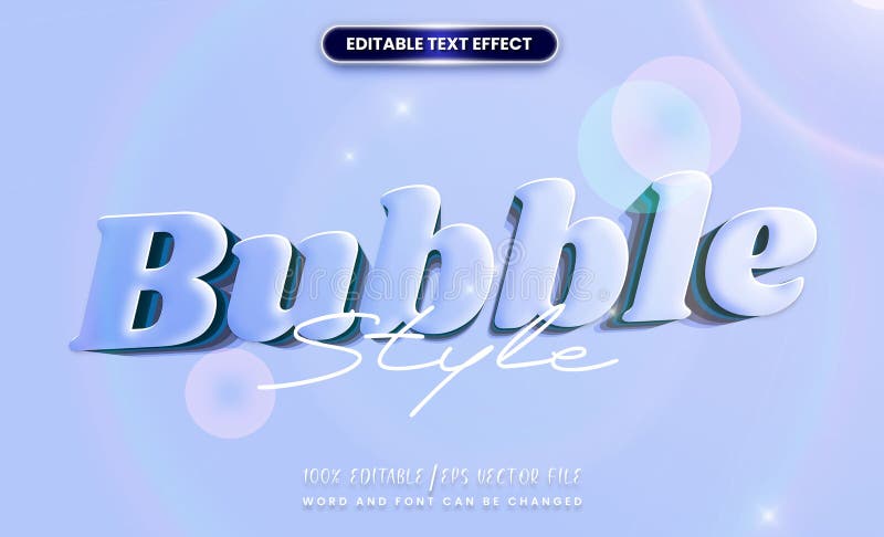 Text Effect Bubble Text Style. 3d Mockup Editable. Blue Balloon Style ...