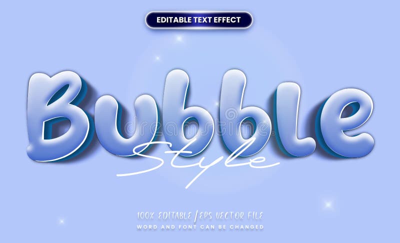 Text Effect Bubble Text Style. 3d Mockup Editable. Blue Balloon Style ...