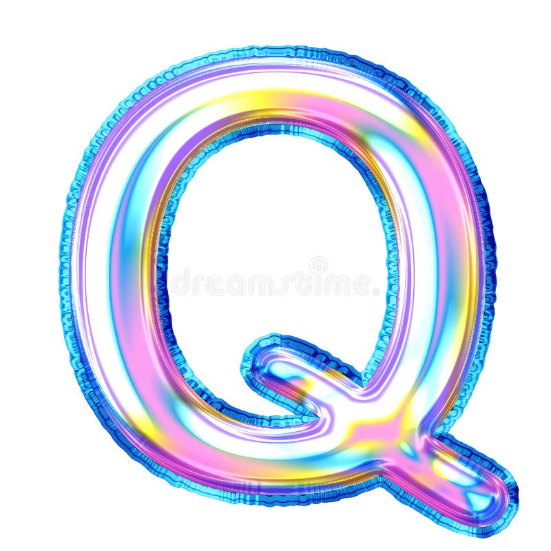 3D Holographic Balloon Alphabet Q Uppercase Letter, Isolated on ...