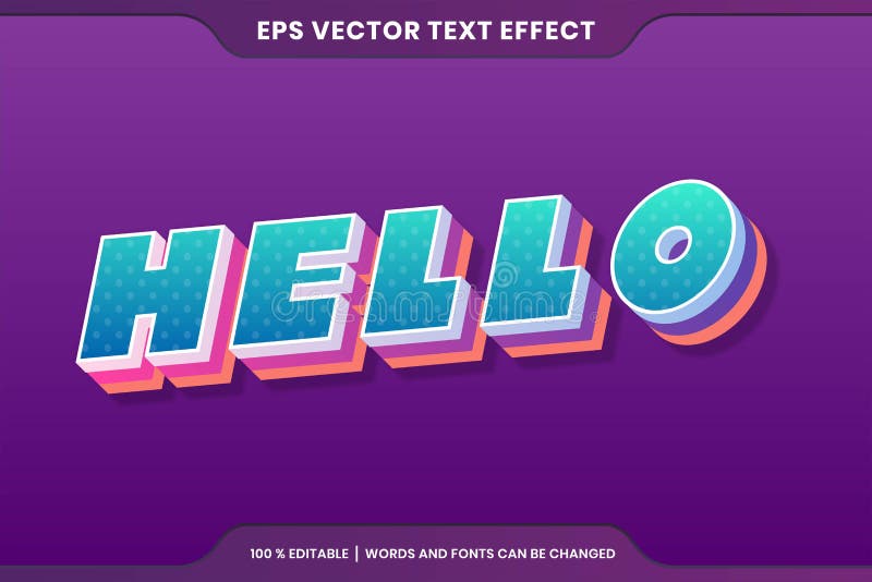 Text Effect in 3d Colorful Gradient Hello Words Text Effect Theme ...