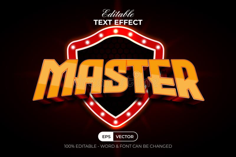 3D Text Effect Master Game Title Curve Style Stock Vector ...