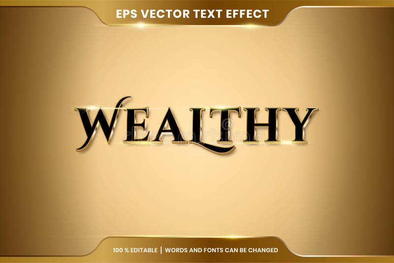 Text Effect in 3d Wealthy Words Text Effect Theme Editable Metal Gold ...