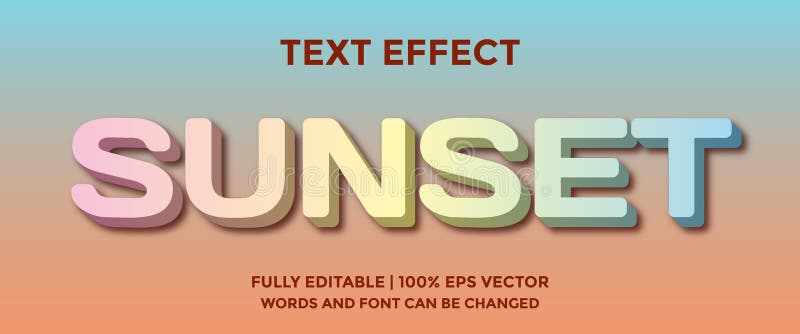Sunset Editable Text Effect Template Stock Vector - Illustration of ...