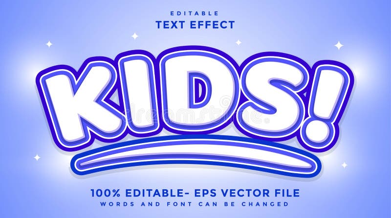 Minimal 3d Word Kids Editable Text Effect Design Template Stock Vector ...