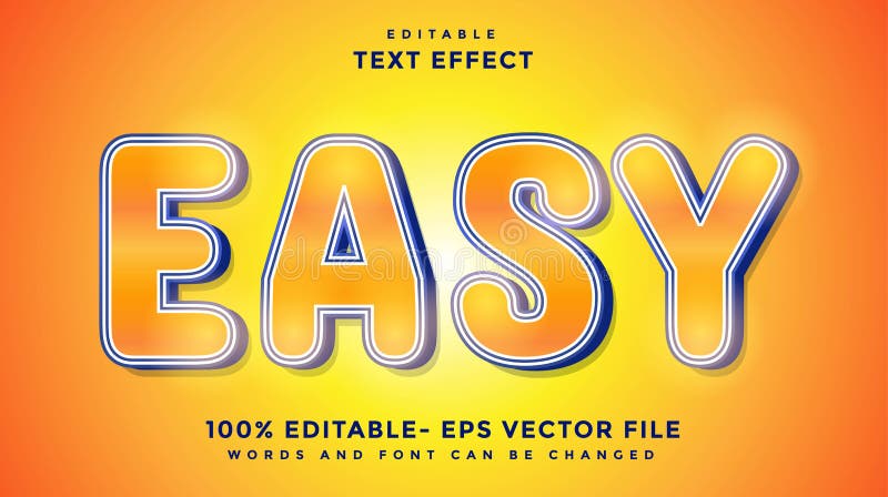 Minimal 3d Easy Word Editable Text Effect Stock Vector - Illustration ...