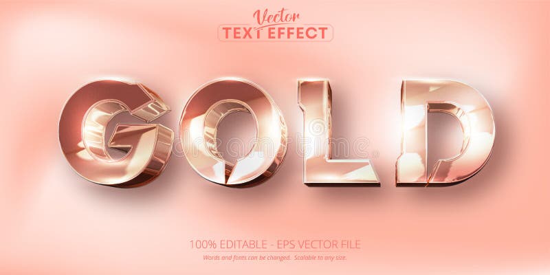 Text Effect, Editable Shiny Rose Gold Color Text Style Stock Vector ...