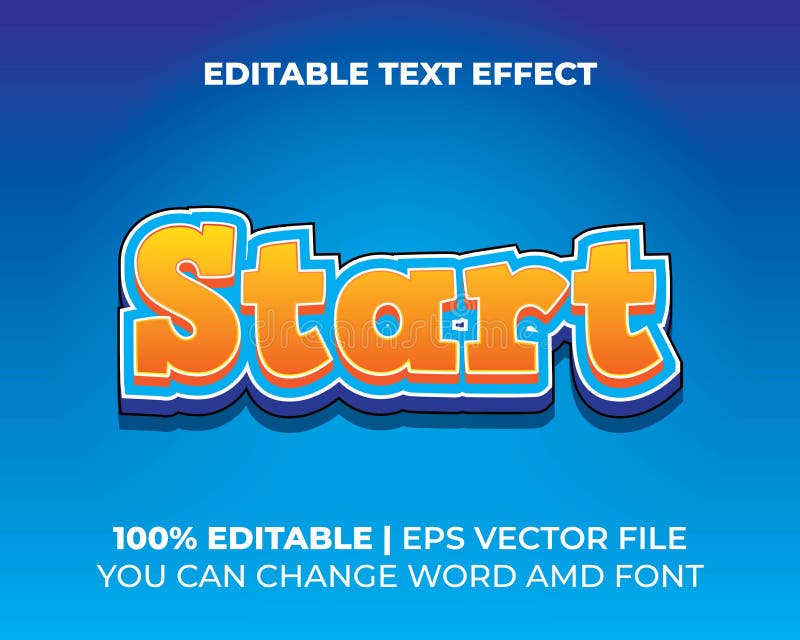 Text Effect Editable Vector Eps File Yellow Blue Fun Start Caption Text ...