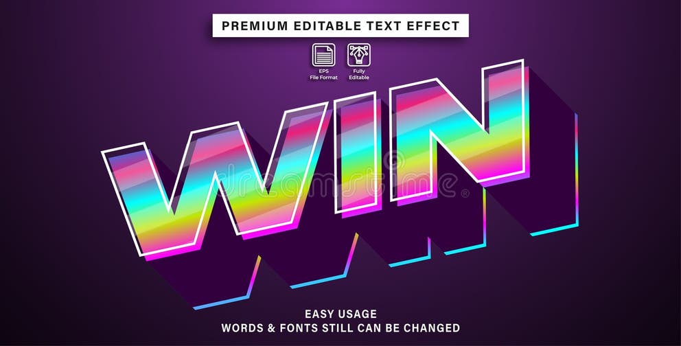 Text Effect with Examples of Win Writing Stock Vector - Illustration of ...
