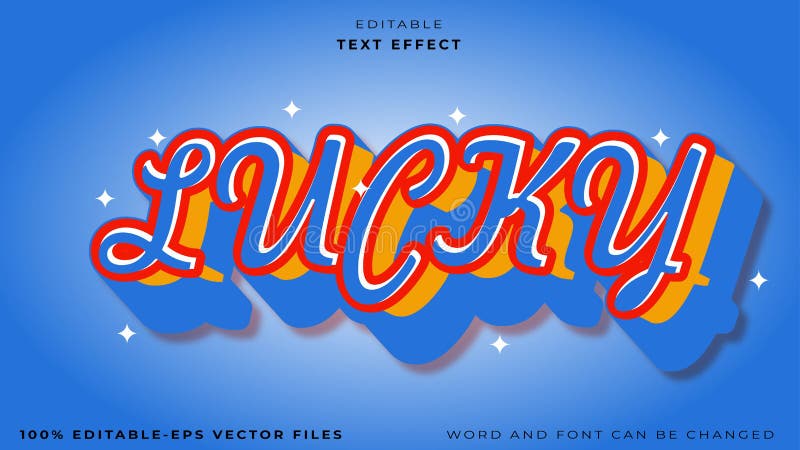 Text Effect Lucky Blue Font Template Vector Stock Illustration ...