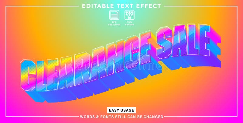 Text Effect Modern Clearance Sale Styles Stock Vector - Illustration of ...