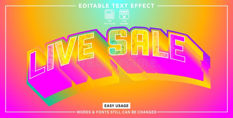 Text Effect Modern Live Sale Styles Stock Vector - Illustration of ...