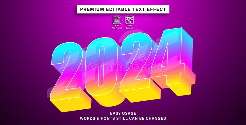 2024 Text Effect Graphic Style Stock Vector - Illustration of letter ...