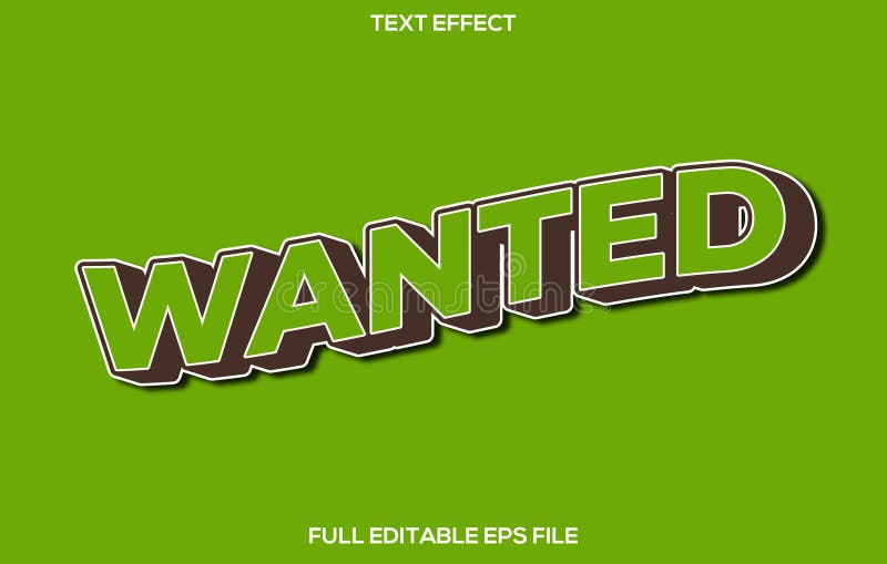 Wanted 3D Editable Text Effect Template, Text Effect Style Stock Vector ...