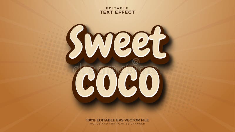 Sweet Coco Text Effect, Editable Text Effect Stock Vector ...