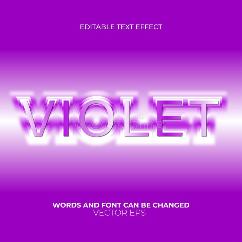 Violet Text Effect Flat Vector Editable Stock Vector - Illustration of ...
