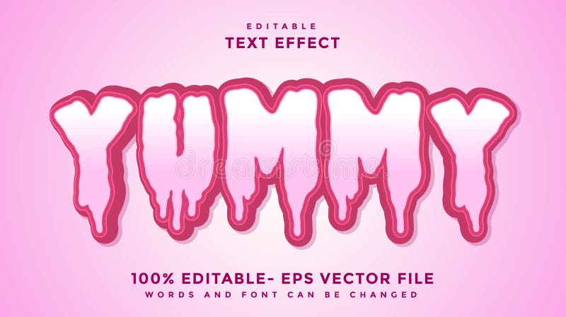 Modern Gradient Pink 3d Word Yummy Editable Text Effect Stock Vector ...