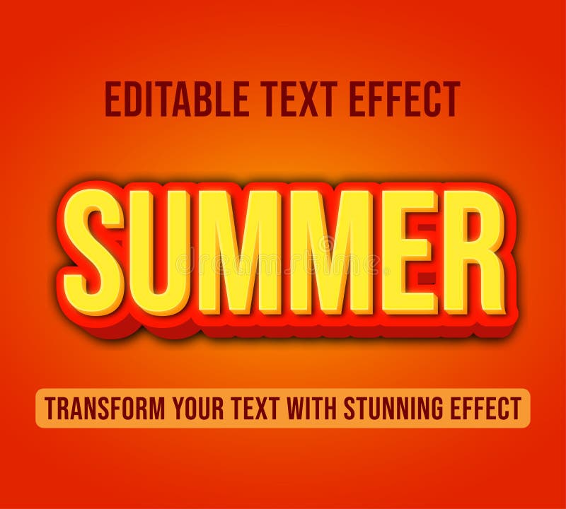 Editable Text Effects with Summer 3d Theme Stock Vector - Illustration ...