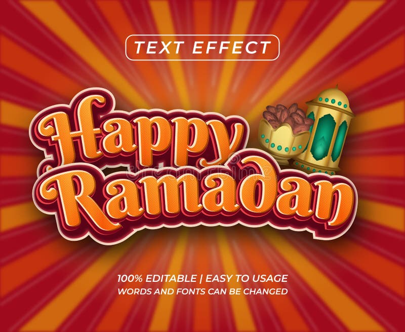 Ramadan Text Effect Style for Kids with Cartoon Concept Stock Vector ...