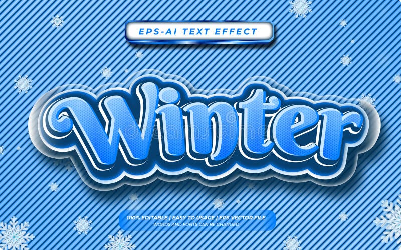 Winter Text Effect with Classic Retro 3d Concept Stock Vector ...