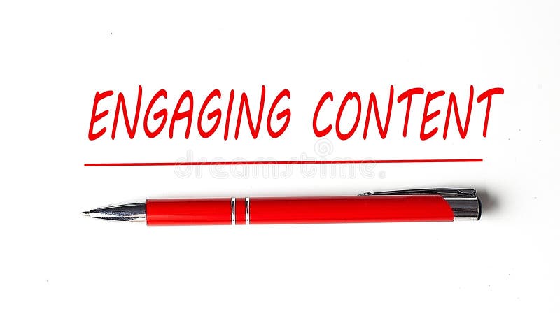 Text ENGAGING CONTENT with Ped Pen on the White Background Stock ...