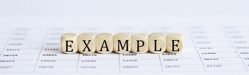 Text EXAMPLE on a Wooden Cube Blocks Stock Image - Image of business ...