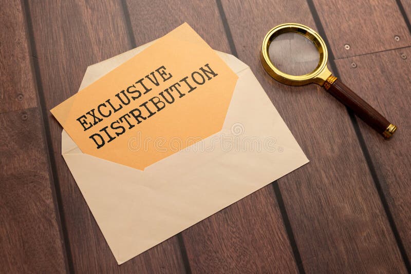 Text Exclusive Distribution on Black Paper Stock Photo - Image of ...