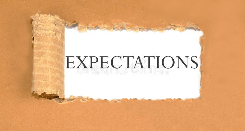 Text Expectation Appearing Behind Torn Brown Paper Stock Photo - Image ...