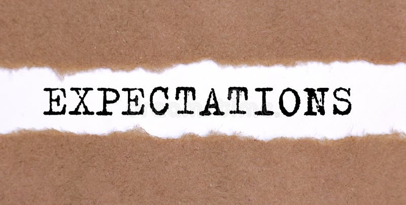 The Text EXPECTATIONS Appearing Behind Torn Brown Paper Stock Photo ...