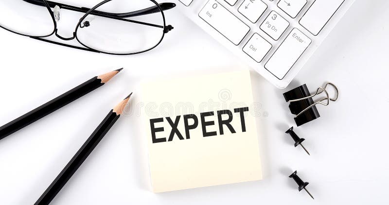 Text EXPERT on the Sticker with Keyboard , Pencils and Office Tools ...