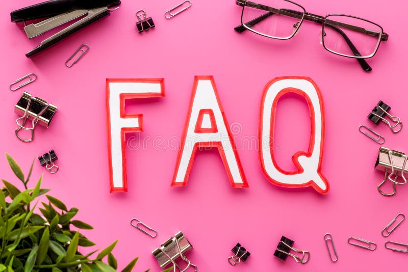 Text Faq Frequently Asked Questions on Office Table with Stationery ...