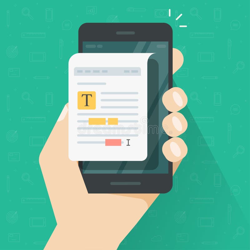 Text File Document Editor on Mobile Phone Vector Illustration, Flat ...